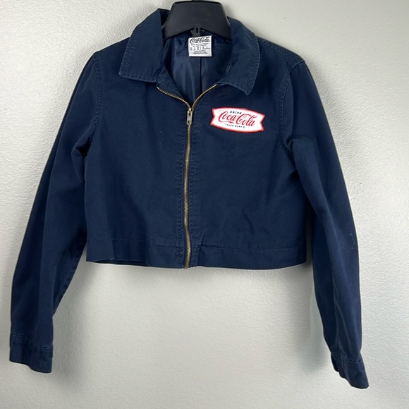 Coca Cola | Jackets & Coats | Coca Cola Cropped Jacket Navy Size Sp ...